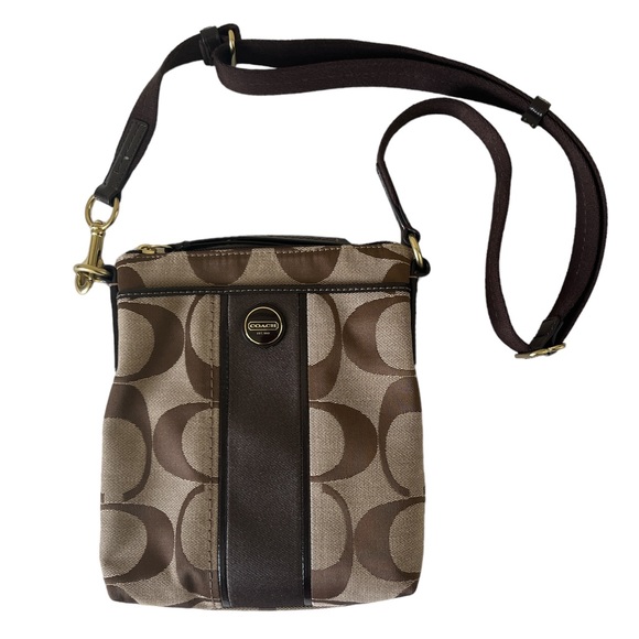 Coach | Bags | Coach Signature Stripe Swingpack Crossbody Bag | Poshmark